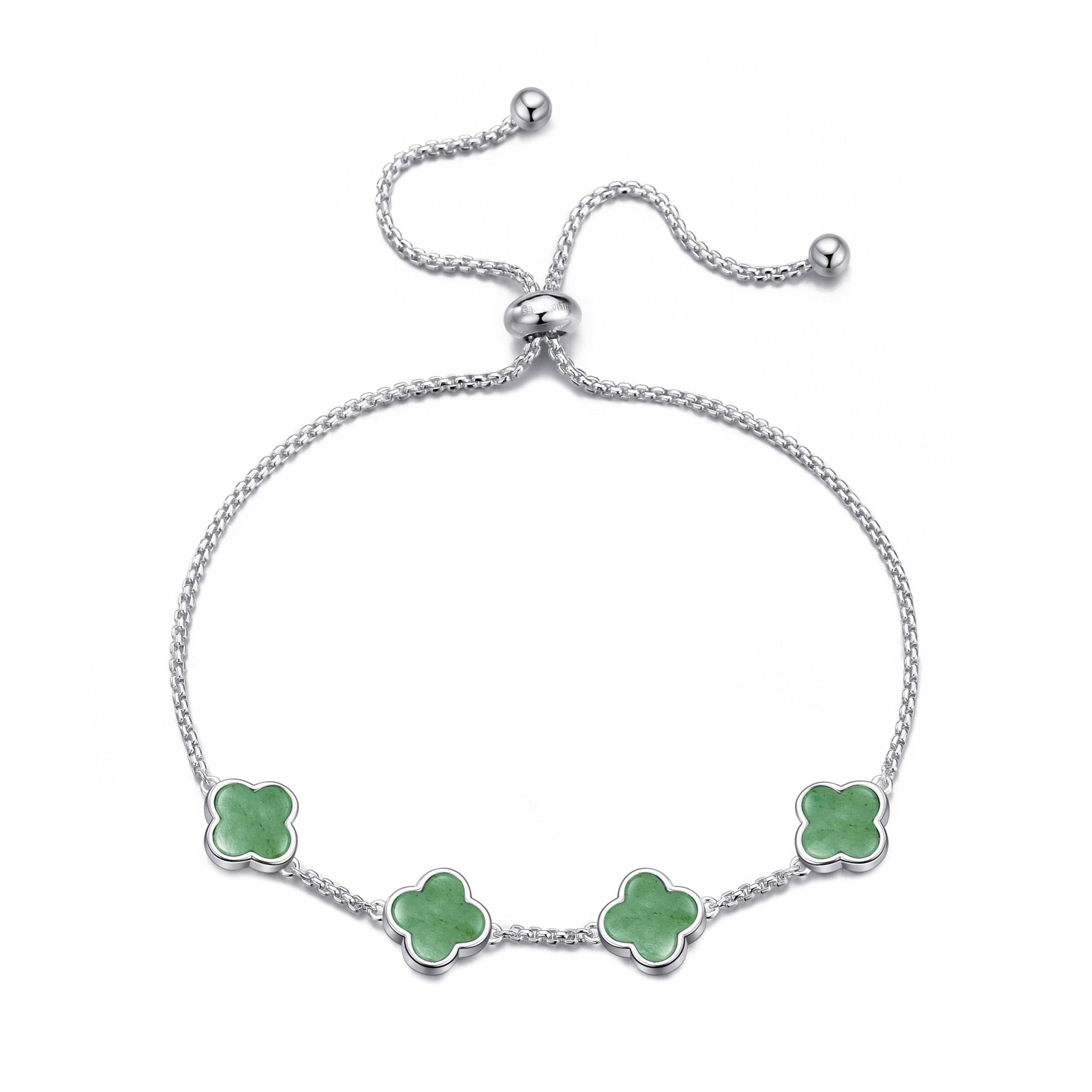 Green Aventurine Multi Clover Friendship Bracelet by Philip Jones Jewellery