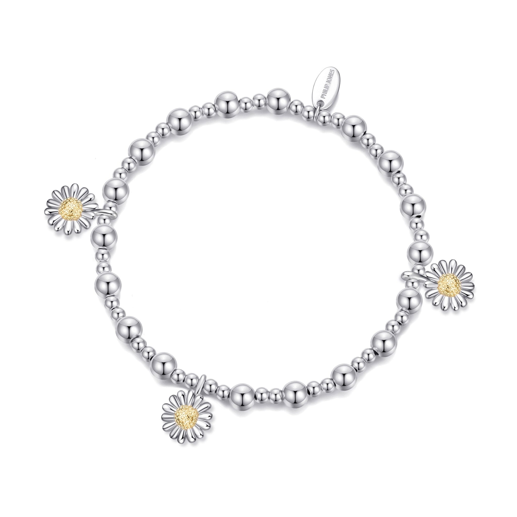 Daisy Charm Beaded Stretch Bracelet – Philip Jones Jewellery