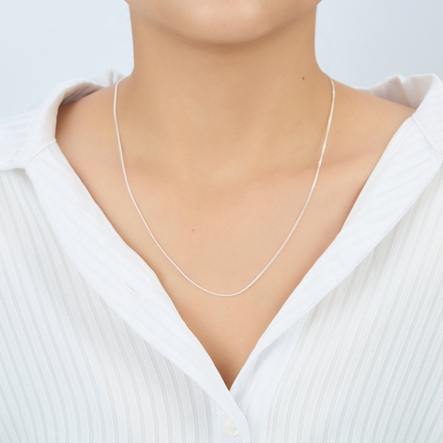 Sterling Silver 16" 18" 20" Inch 1.2mm Fine Italian Curb Chain Necklace ...